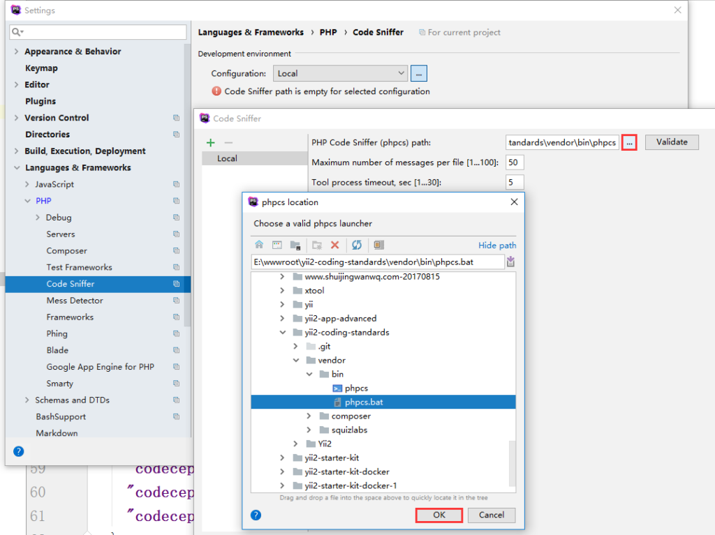 在 Windows 10 64、PhpStorm 中设置PHP代码嗅探器为 Code Sniffer，以验证您的代码是否符合 Yii 2 Web Framework Coding ...