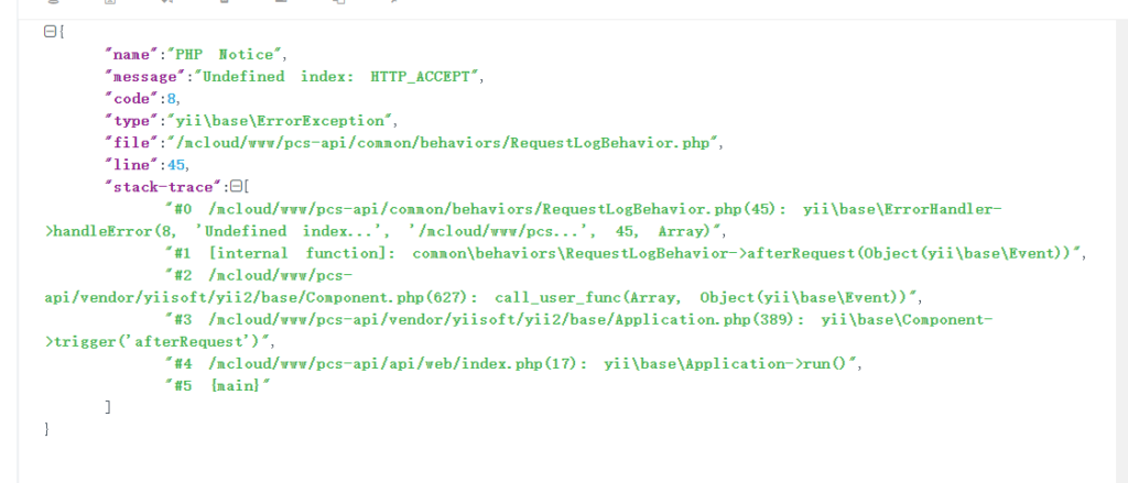在 Yii 2.0 中报错：yii\base\ErrorException: Undefined index: HTTP_ACCEPT – 永夜