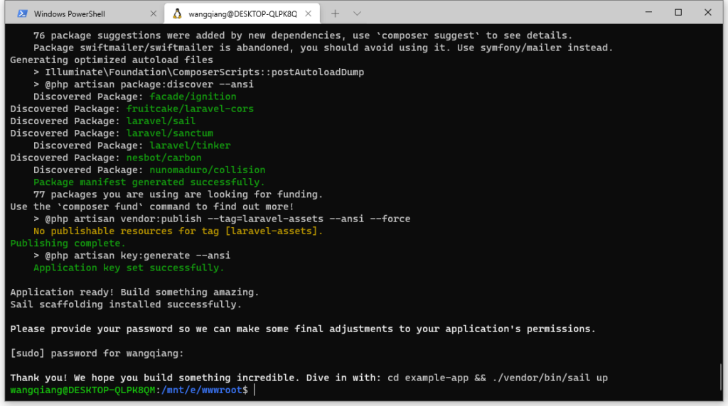 在 Windows 10 专业版中搭建 Laravel Sail 开发环境 – 永夜