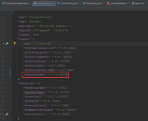 编辑 composer.json ，将 “require-dev” 中的 “fakerphp/faker” 复制到 “require” 里面。 – 永夜