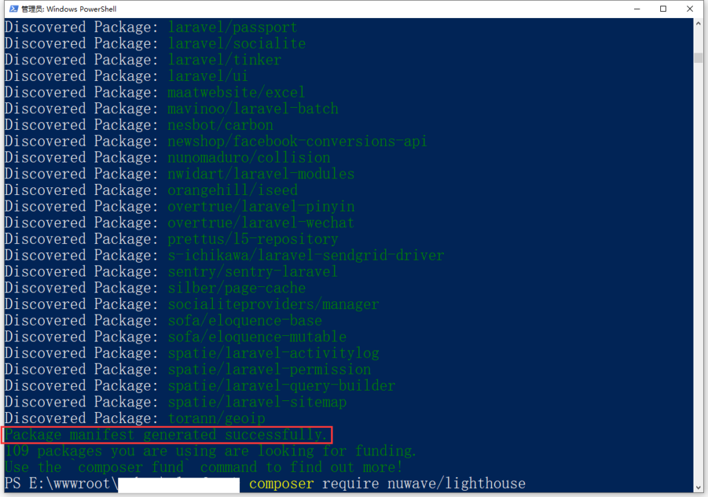 在执行 php artisan package:discover –ansi 时，报错：Exception : Please install the Elasticsearch PHP ...