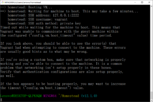 Timed out while waiting for the machine to boot. This means that ...